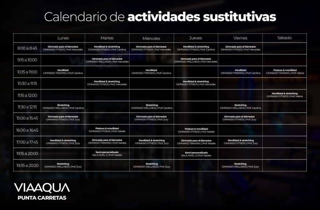 Calendario de actividades sustitutivas – VIAAQUA